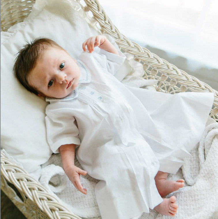 Feltman Brothers Blue Diamond Smocked Romper Creeper – Classic Baby ...